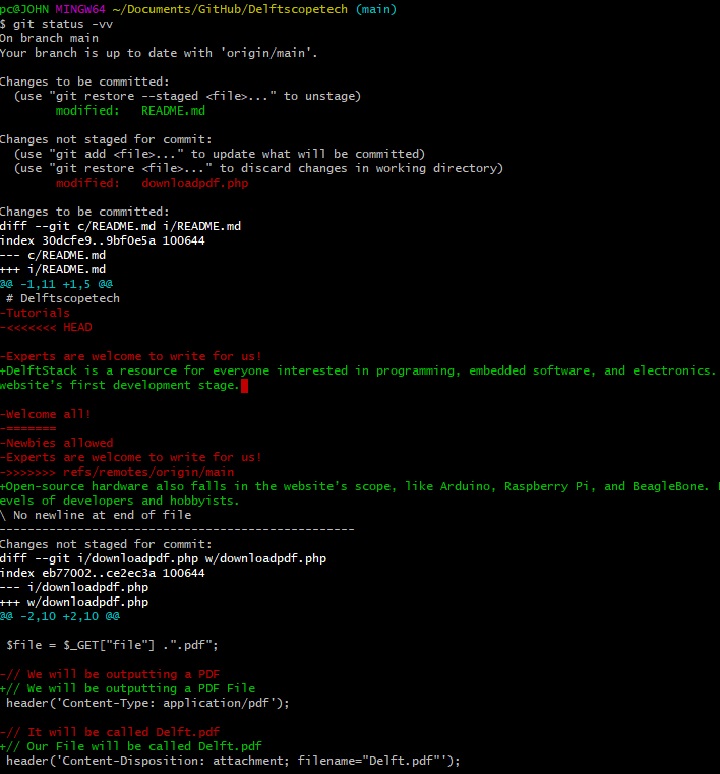 Show Staged and Unstaged Changes in Git | Delft Stack