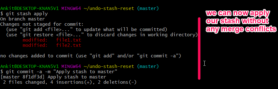 Git Stash のポップ コンフリクトを元に戻す | Delft スタック
