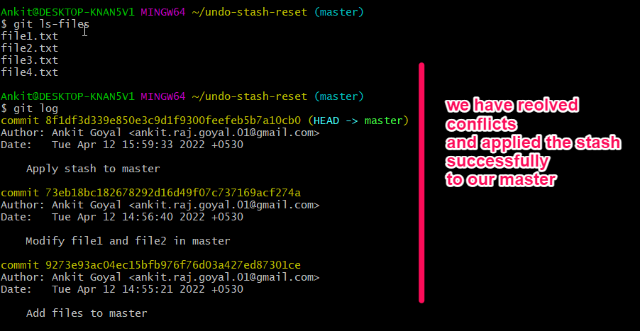 Git Stash のポップ コンフリクトを元に戻す | Delft スタック