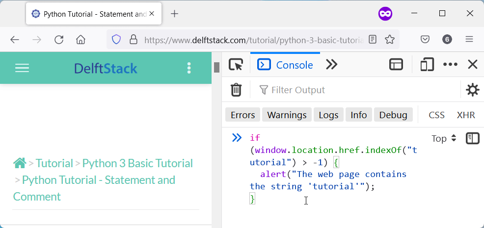 Check if URL Contains a String With JavaScript | Delft Stack