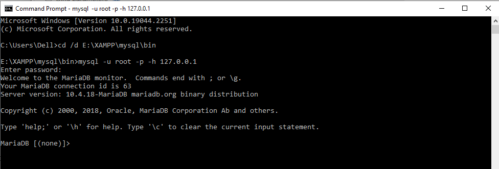 XAMPP MySQL Command Line Delft Stack