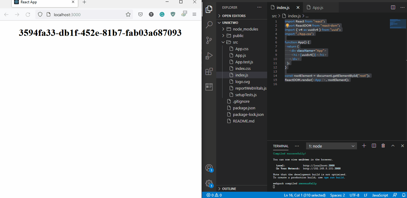 Reactjs에서 NPM UUID 사용 | Delft Stack